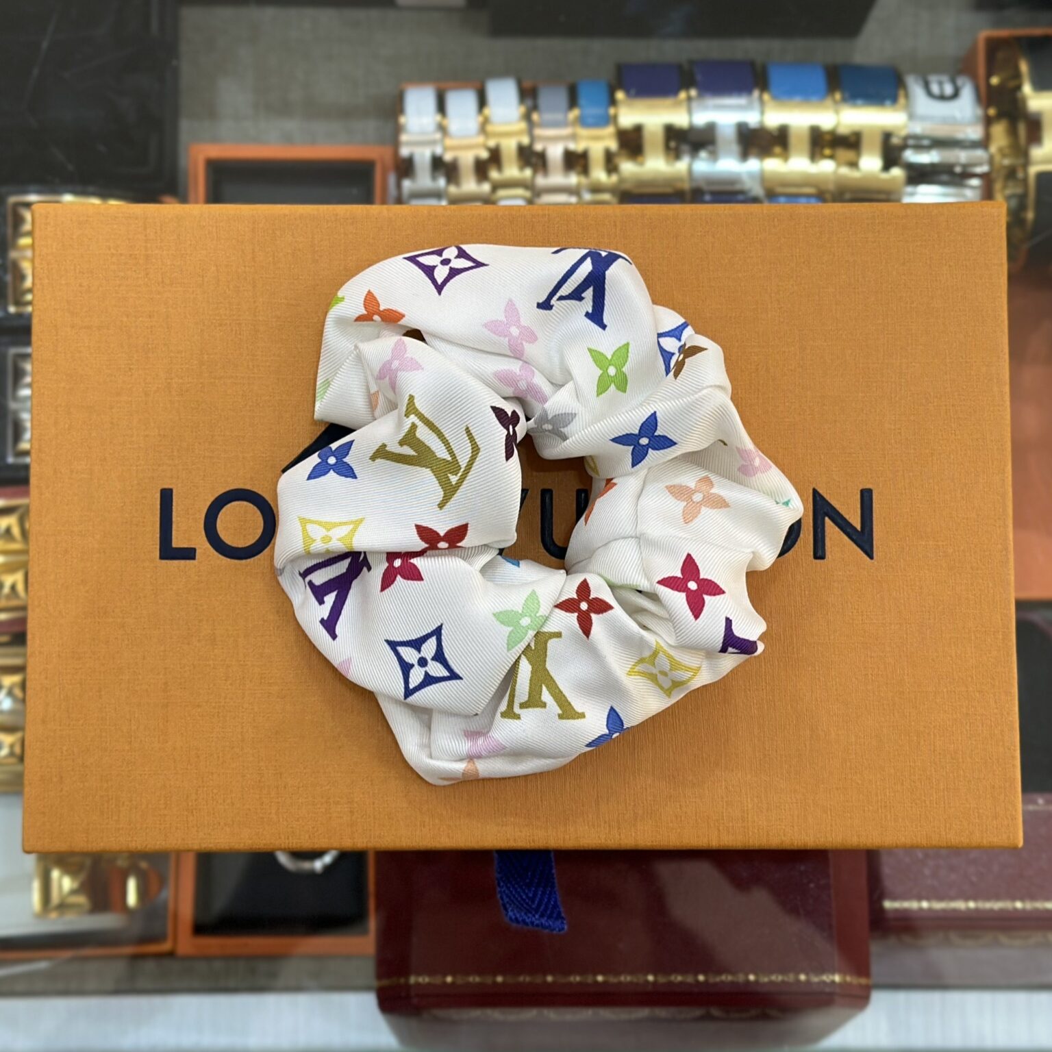 LV x TM Monogram Multicolor Chouchou Hair Band White